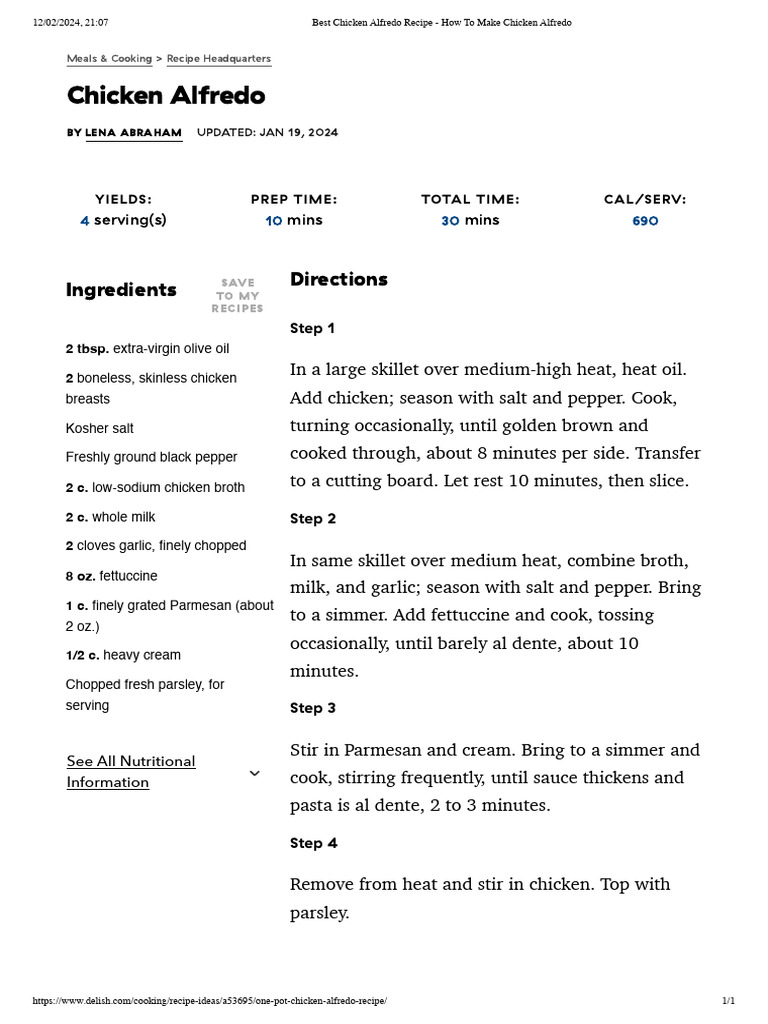 Best Chicken Alfredo Recipe - How To Make Chicken Alfredo | Download ...