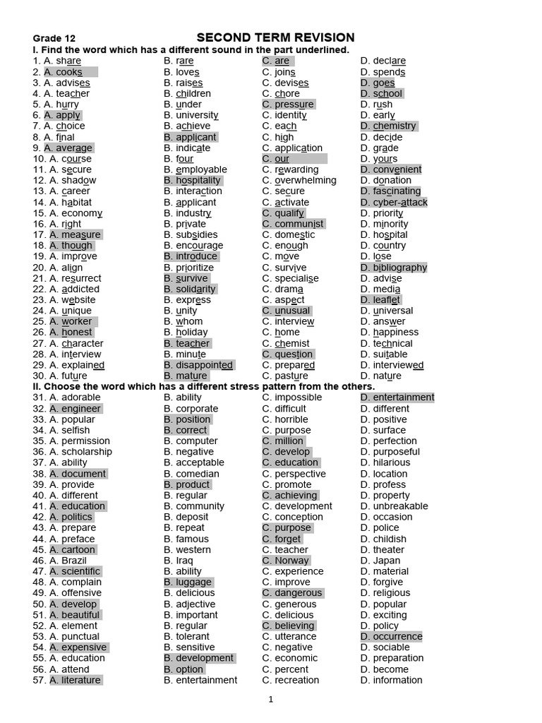 K12-Revision Term 2 | PDF | Solar Power | Oceans