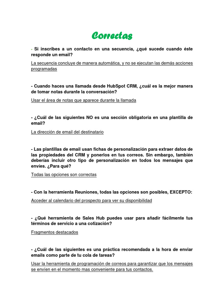 Preguntas Respuestas Examen de Software de Ventas de Hub Spot 2022 ... Preguntas Respuestas Examen de Software de Ventas de Hub Spot 2022 ...