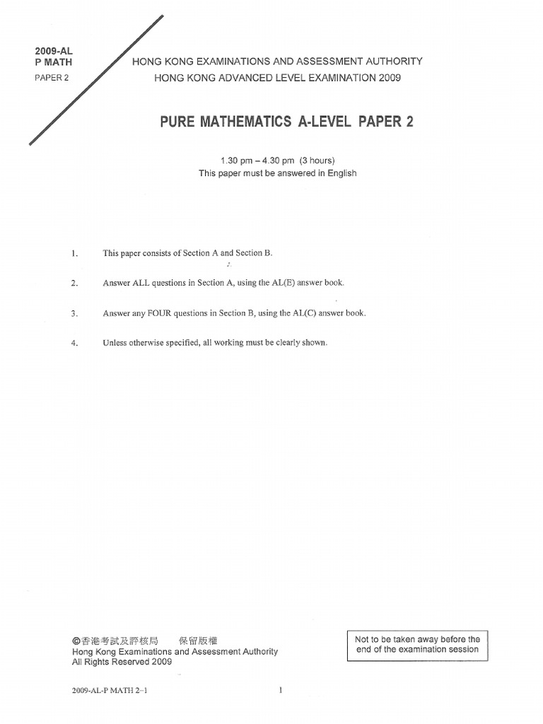 2009 Pure Maths Paper 2 | PDF
