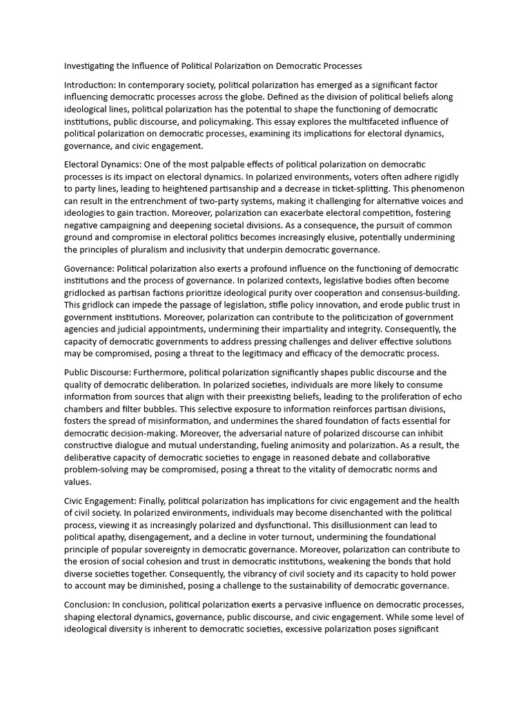 Investigating The Influence of Political Polarization On Democratic ...