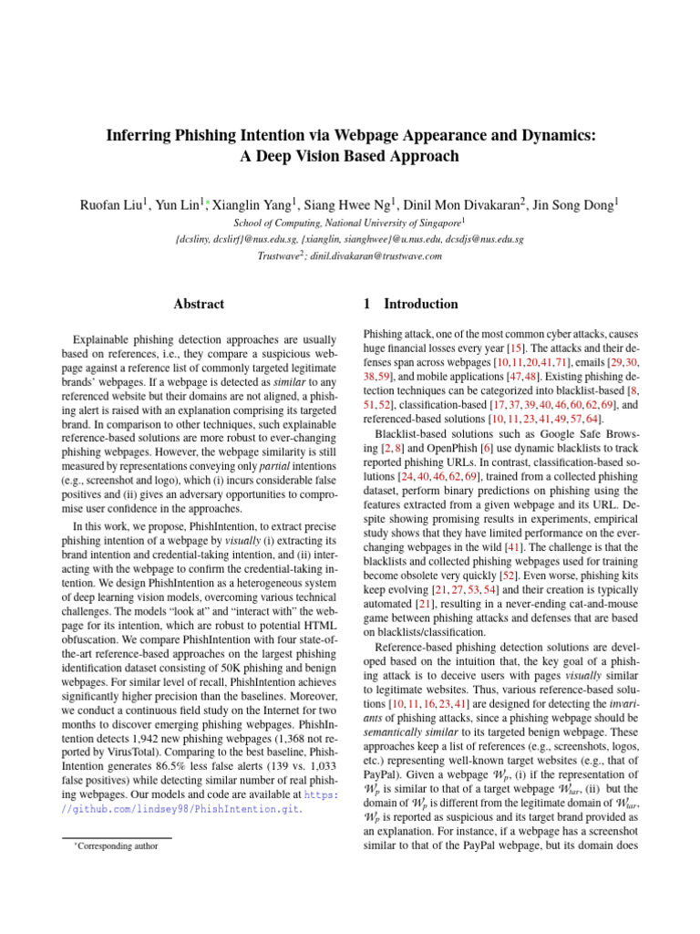 2022 Inferring Phishing Intention Via Webpage Appearance and Dynamics - A Deep Vision Based ...