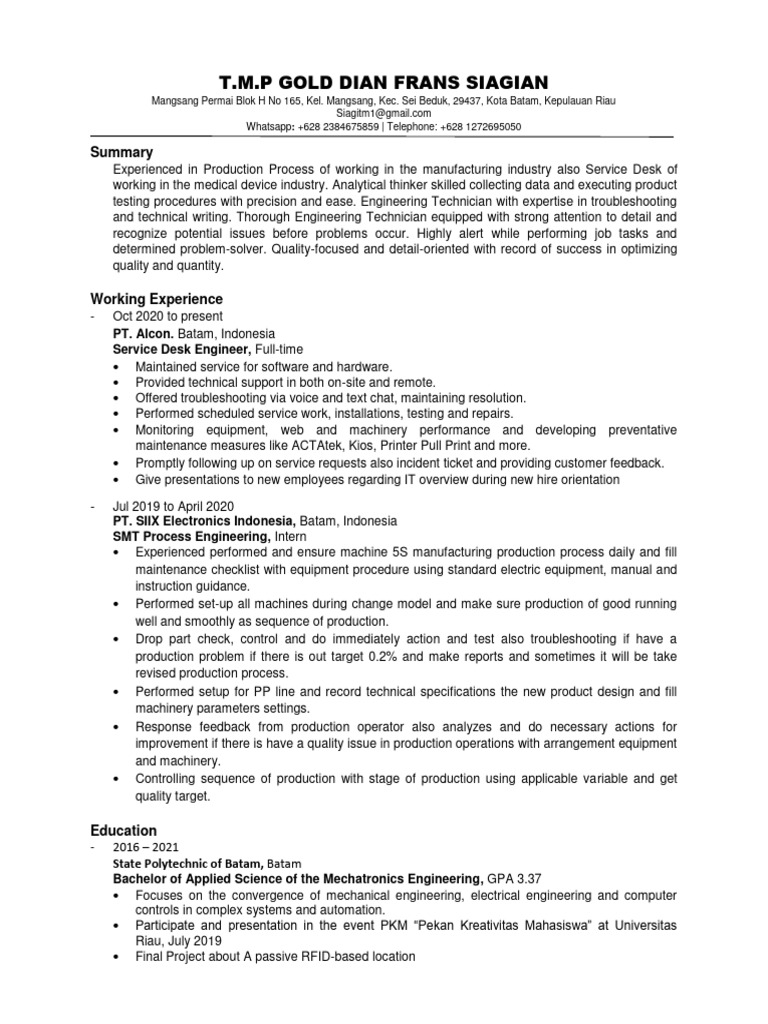 CV Tmpgoldianfrans | PDF | Engineering | Troubleshooting
