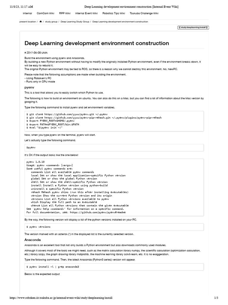 Deep Learning Development Environment Construction | PDF | Python (Programming Language) | Software