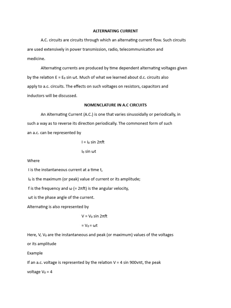 Understanding Alternating Current Circuits | PDF | Root Mean Square | Alternating Current