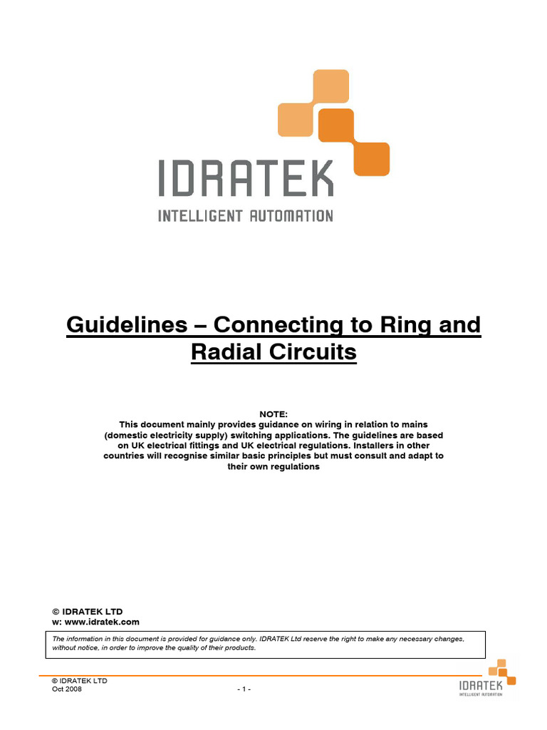 02 Guidelines Connecting To Ring and Radial Circuits | PDF | Electrical ...