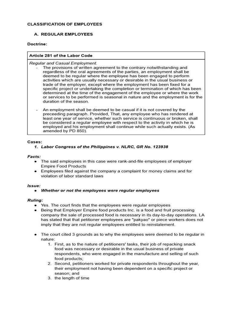 Module 3 Classification of Employees Outline | PDF | Cost Of Living ...