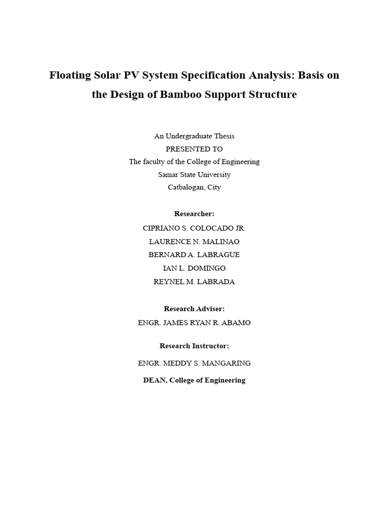 Floating-Solar-PV-System-Specification-Analysis (1) | PDF | Photovoltaics | Photovoltaic System