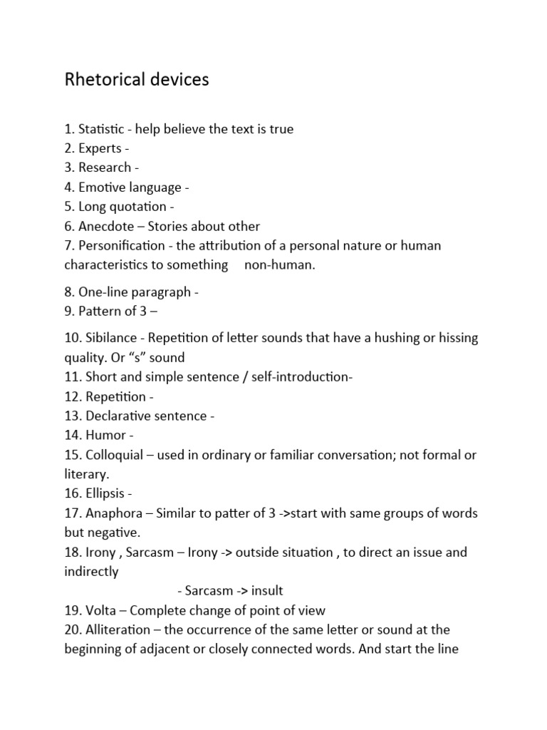 Rhetorical Devices | PDF | Language Mechanics | Grammar