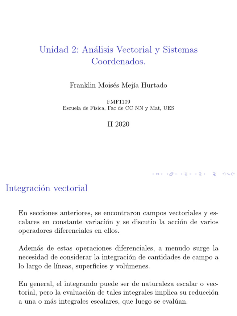 U2 4 Integracion Vectorial | PDF | Integral | Vector Euclidiano