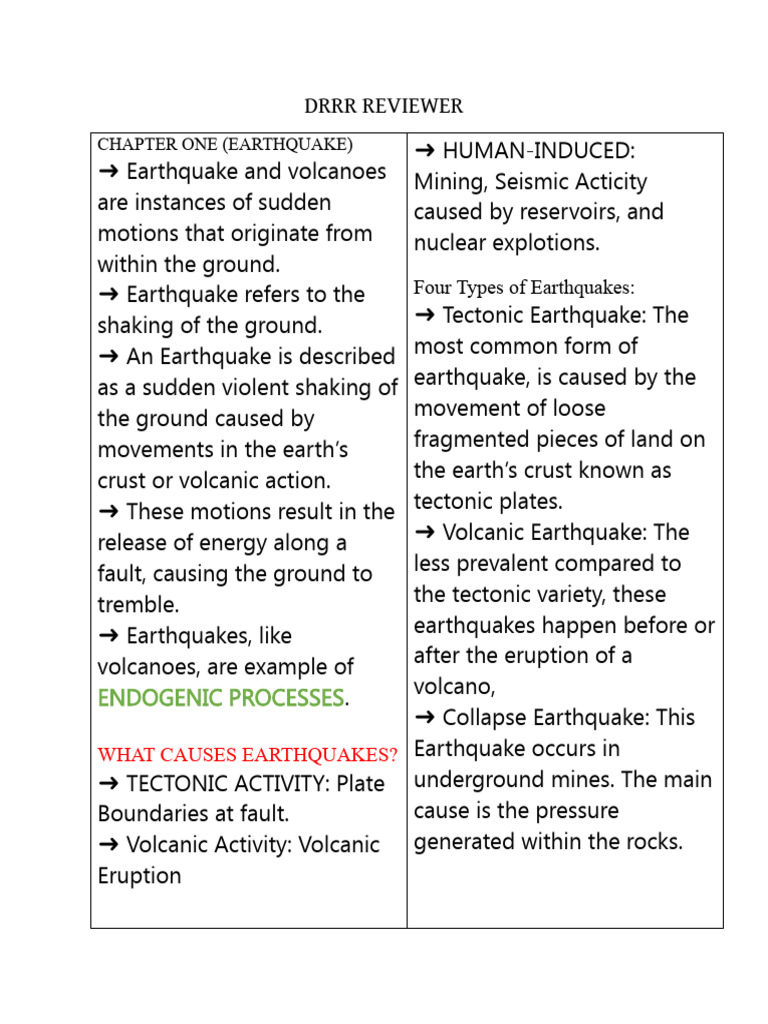 Drrr Reviewer | PDF | Earthquakes | Volcano