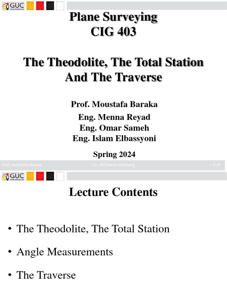 CIG403 - Plane Surveying - Theodolite, Total Station, and Traverse ...