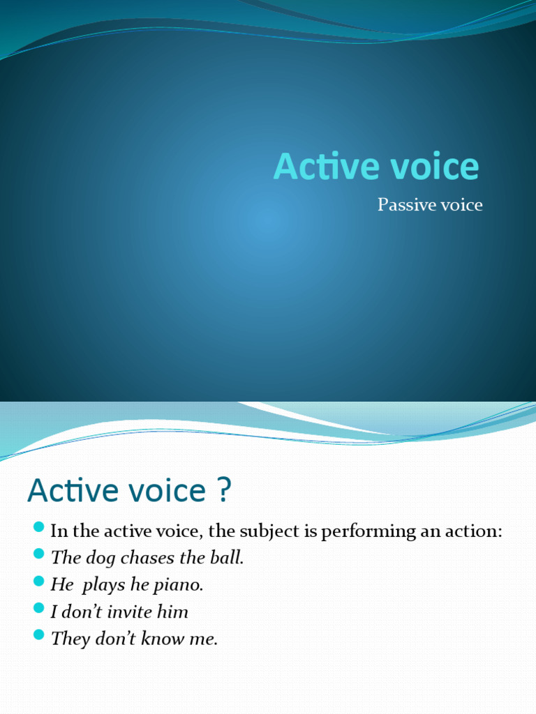 Active Voice | PDF | Verb | Subject (Grammar)