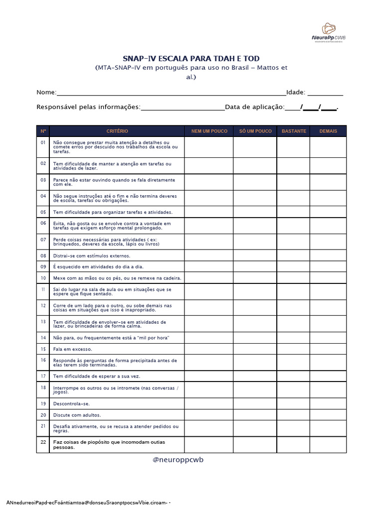 Snap IV Tdah Tod | PDF