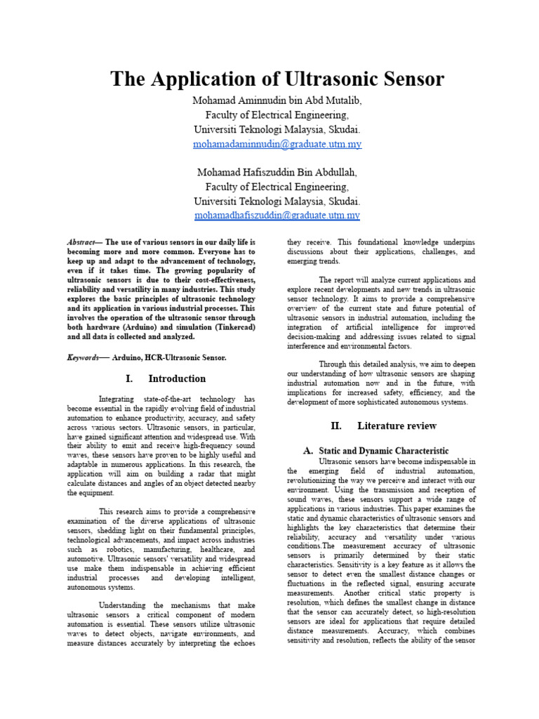 Assignment 1_Ultrasonic sensor_ Mohamad Aminnudin Mutalib_ Mohamad Hafiszuddin Abdullah | PDF ...