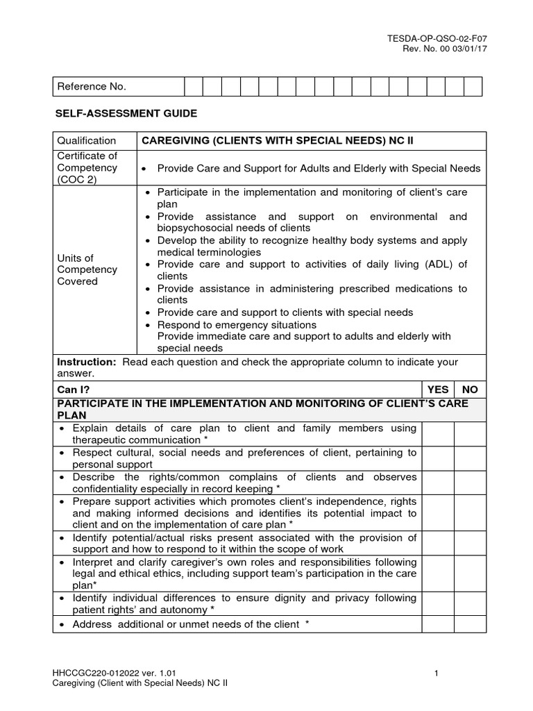 3 SAG - Caregiving (CWSN) NC II - COC2 | PDF | Alzheimer's Disease | Caregiver