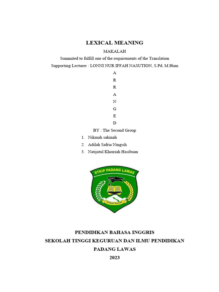 Lexical Meaning | PDF | Semantics | Translations