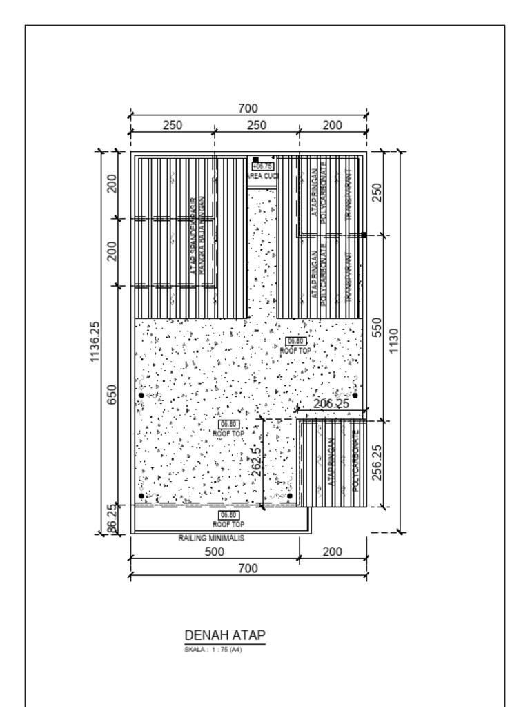 04.denah Atap Rumah Tinggal 3 LT 7 X 12 MTR | PDF