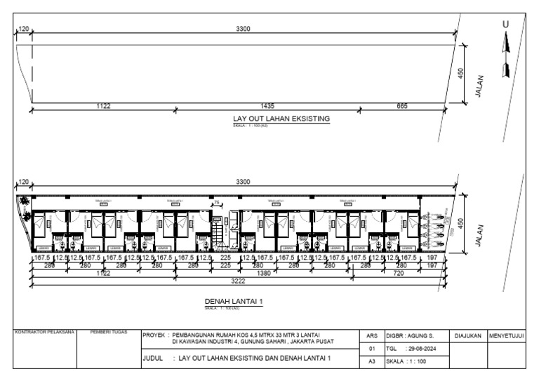 01.lay Out Dan Denah LT 1 Kos-Kosan 4,5x33 3 LT Gunung Sahari Kawasan ...