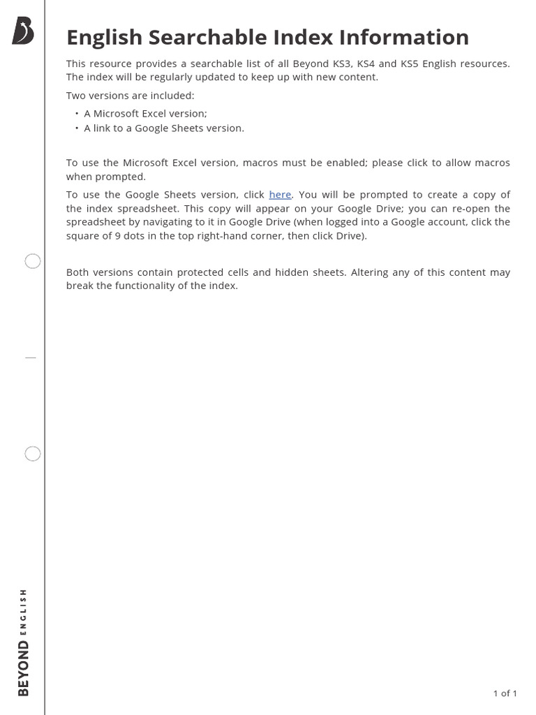 English Searchable Index Information | PDF