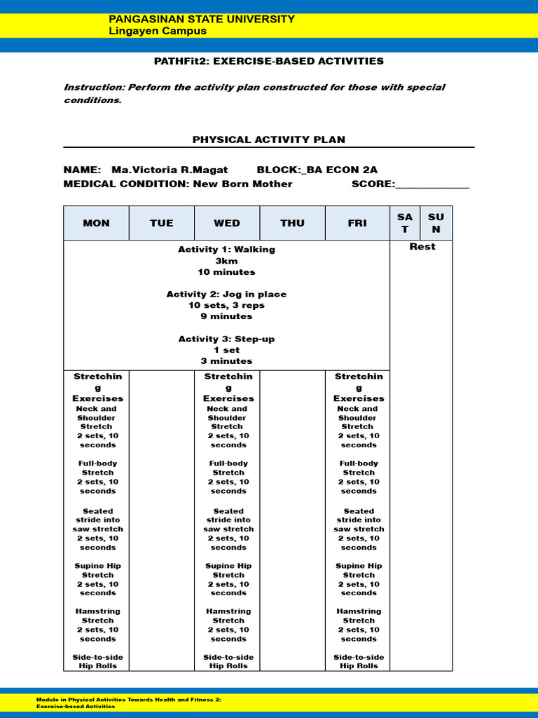 Pathfit | PDF | Rubric (Academic) | Goal