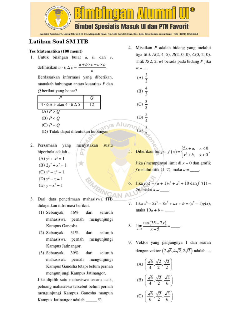 Soal ITB 2023-Matematika | PDF