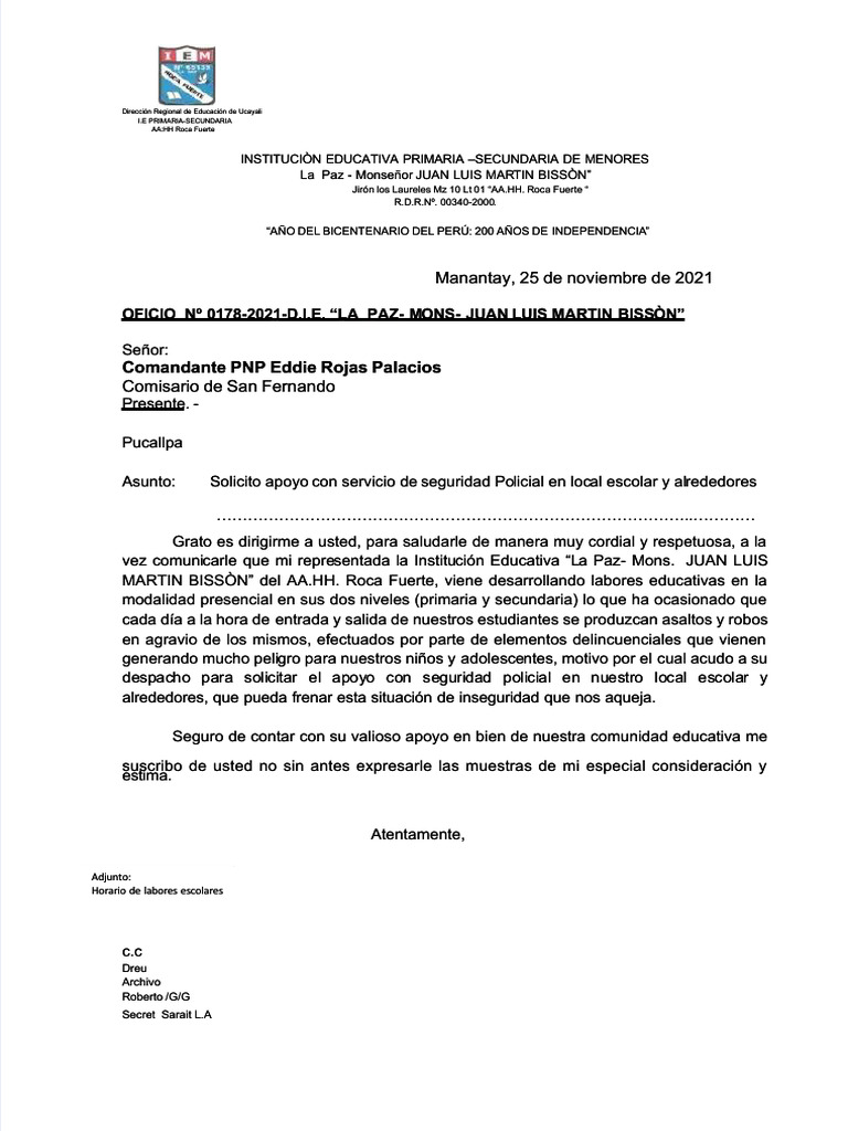 PDF Modelo de Oficio para Seguridad Policial - Compress | PDF