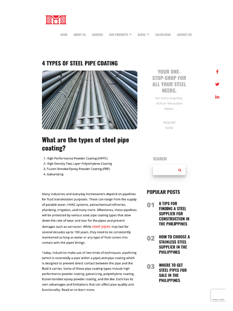 HSAW Pipe Coating Types Definitions | PDF