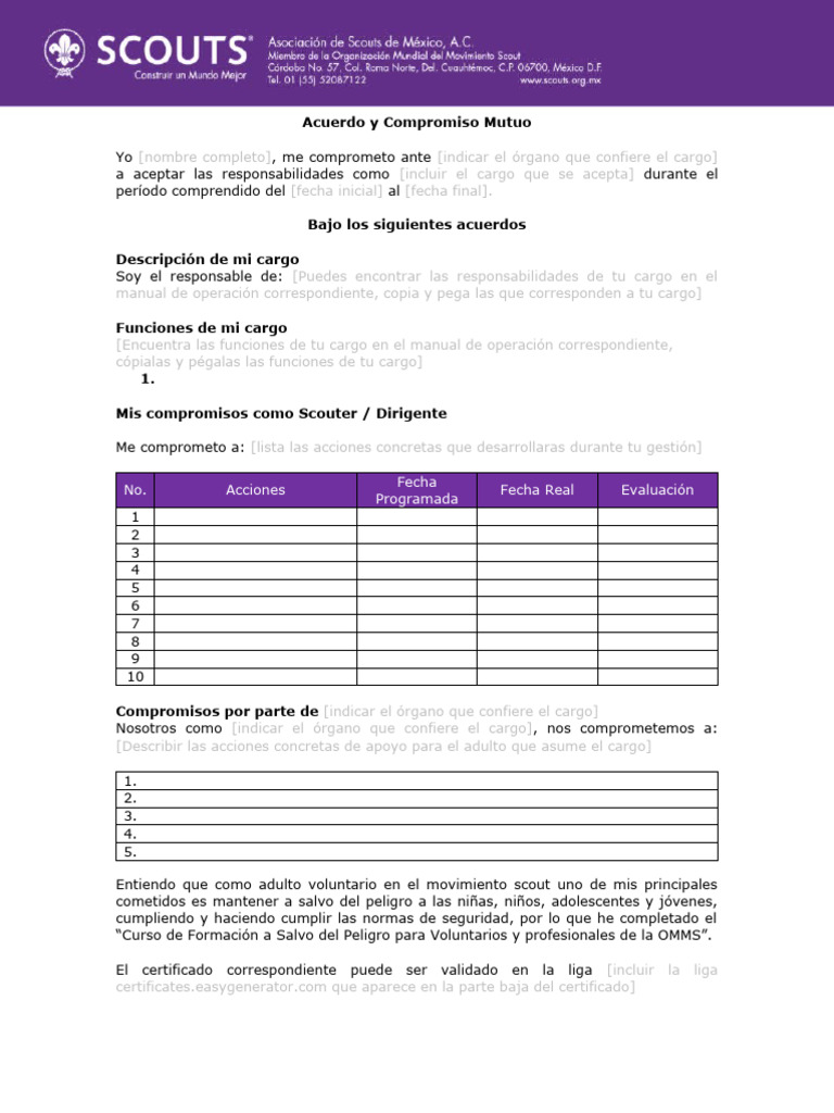 Acuerdo y Compromiso Mutuo | PDF | Exploración | Valores