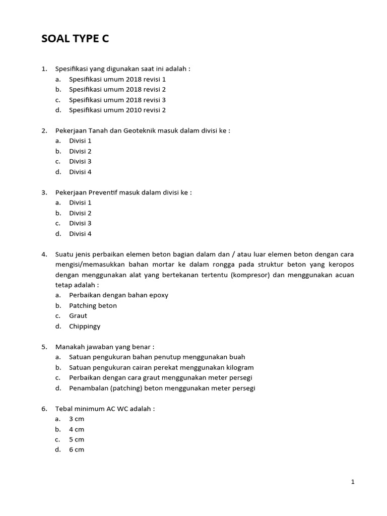Soal Type C | PDF | Teknologi & Rekayasa