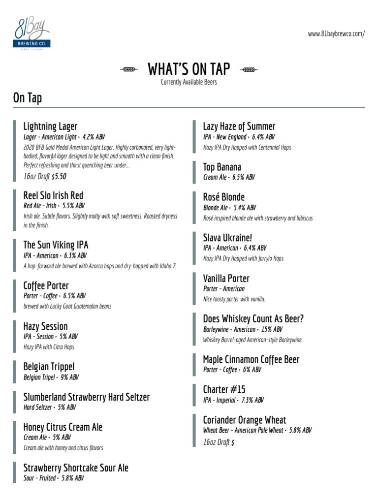 What'S On Tap | PDF | Beer | Fermented Drinks