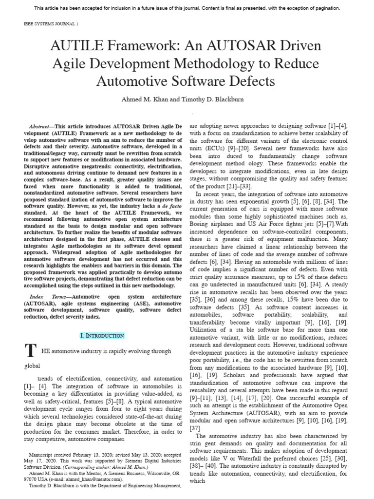 Autile Framework An Autosar Driven Agile Development Methodology To Reduce Automotive Software