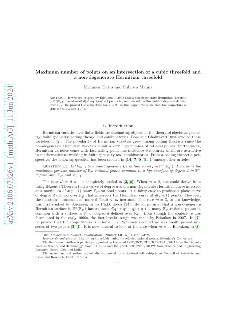 Maximum Number of Points On An Intersection of A Cubic Threefold and A Non-Degenerate Hermitian ...