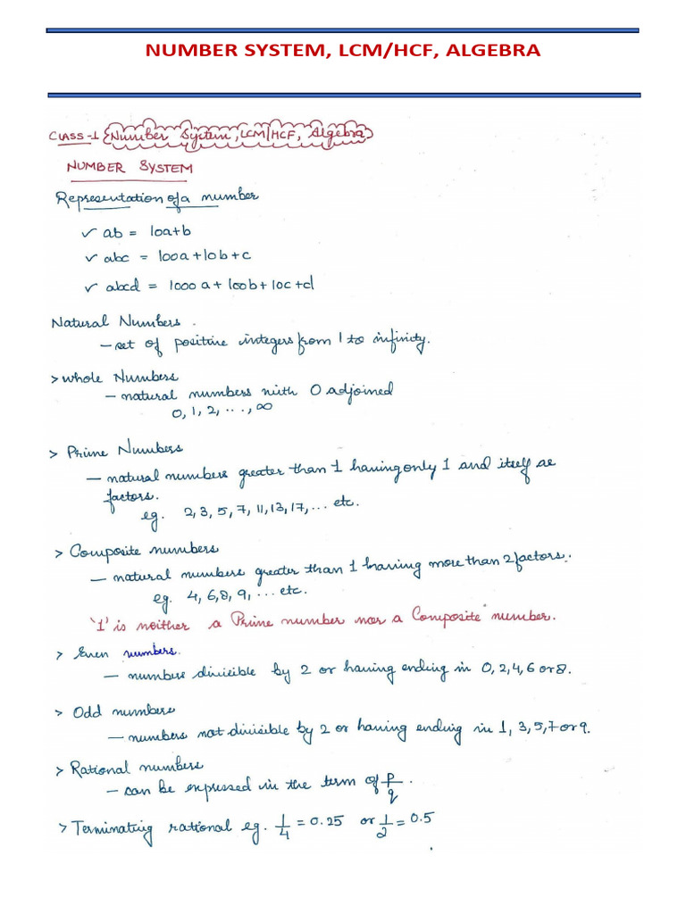 Number System, LCM/HCF, Algebra | PDF | Technology & Engineering