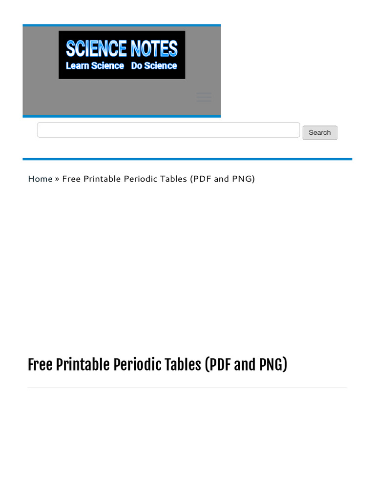 Free Printable Periodic Tables Pdf And Png Science Notes And Projects