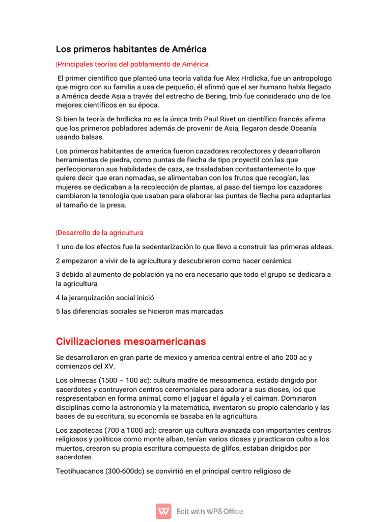 Los Primeros Habitantes de América | Descargar gratis PDF | Mesoamérica