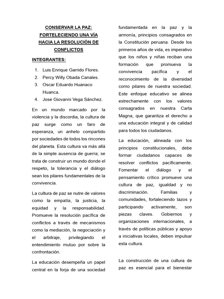 Conservar La Paz | PDF | Paz | Sociedad