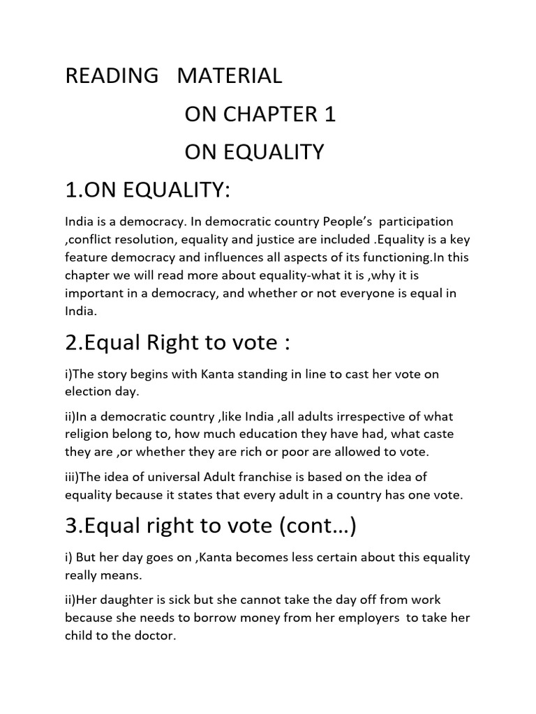 ch-1 Equality (1) | PDF | Social Equality | Democracy