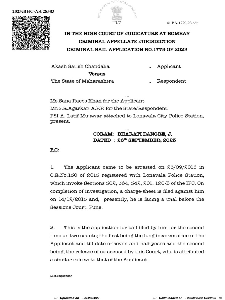 Akash Satish Chandalia Vs State of Maharashtra | PDF | Bail | Trials
