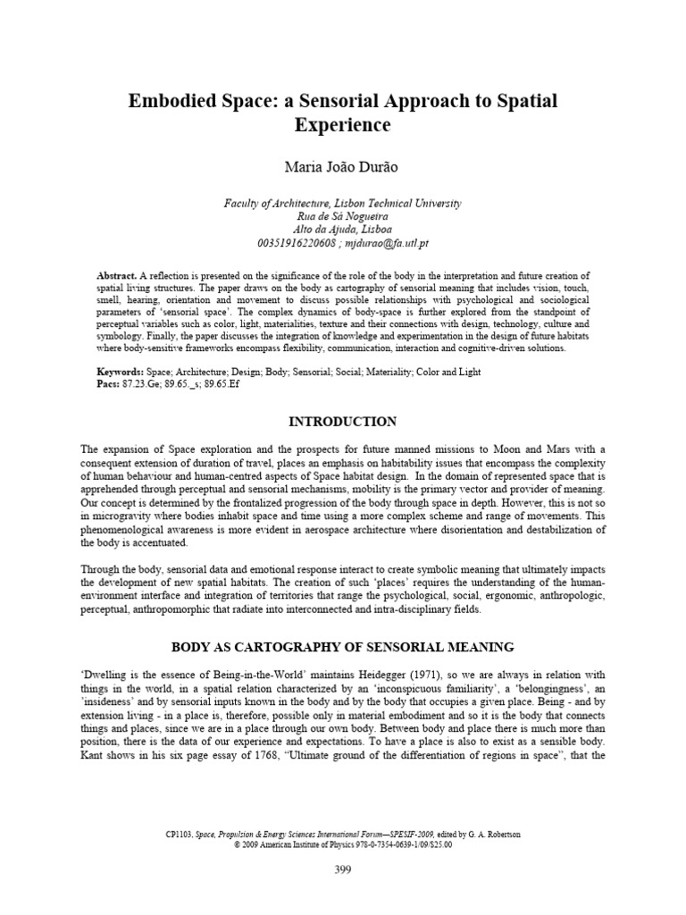 Embodied Space A Sensorial Approach To S | Download Free PDF ...