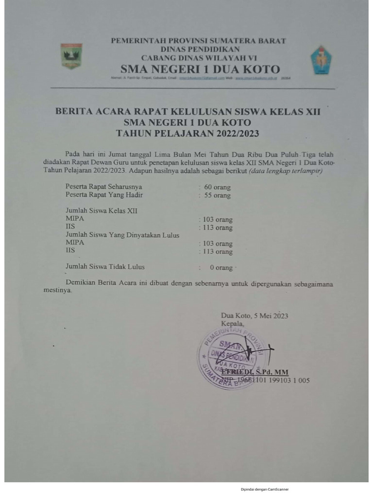 berita acara rapat kelulusan (2) | PDF