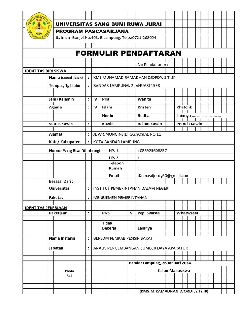 FIX formulir pendaftaran | PDF FIX formulir pendaftaran | PDF
