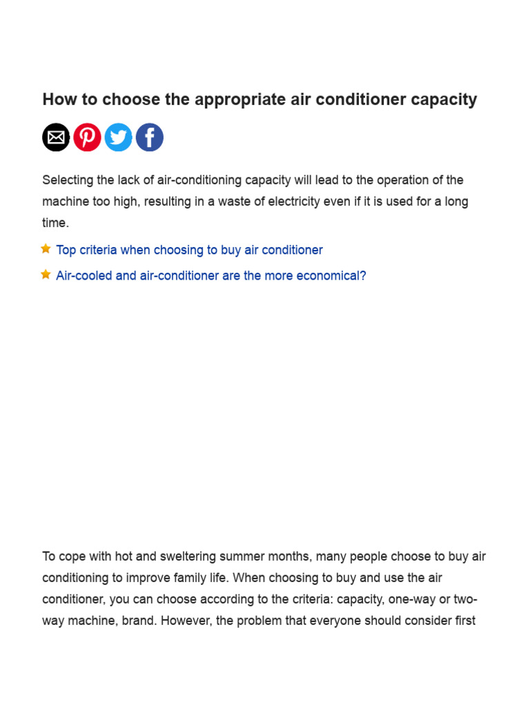 How to Choose the Appropriate Air Conditioner Capacity | PDF | Air ...