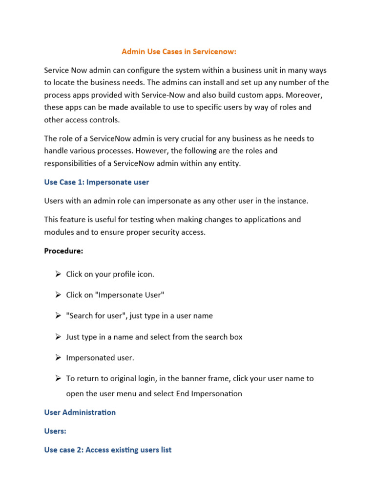 Admin Use Cases in Servicenow | PDF | Icon (Computing) | Service Level Agreement