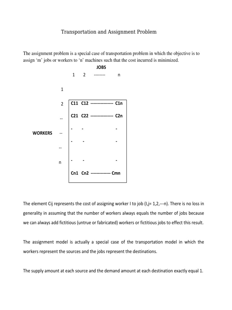 Unit 9 - Transportation and Assignment Problem | PDF | Mathematics Of ...