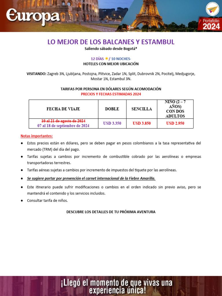 Lo Mejor de Los Balcanes y Estambul 2024 | PDF | Agencia de viajes ...