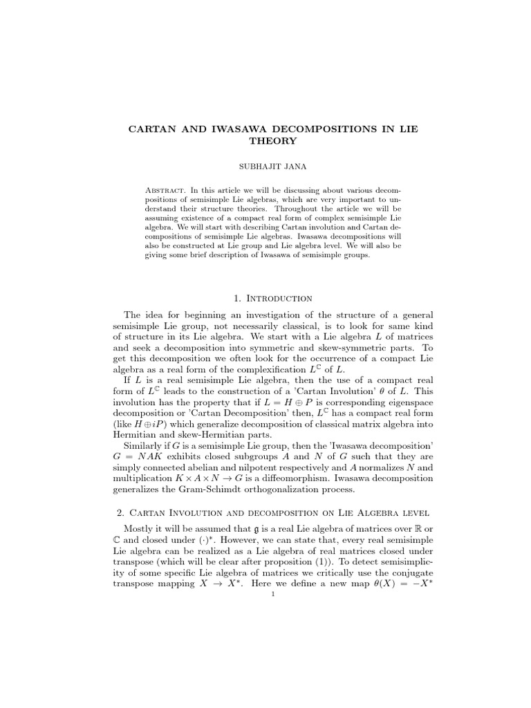 Lie Algebra Decompositions Explained | PDF | Lie Algebra | Lie Groups