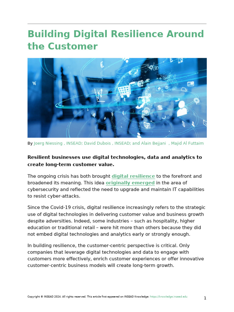 Building Digital Resilience Around The Customer | PDF | Analytics | Data
