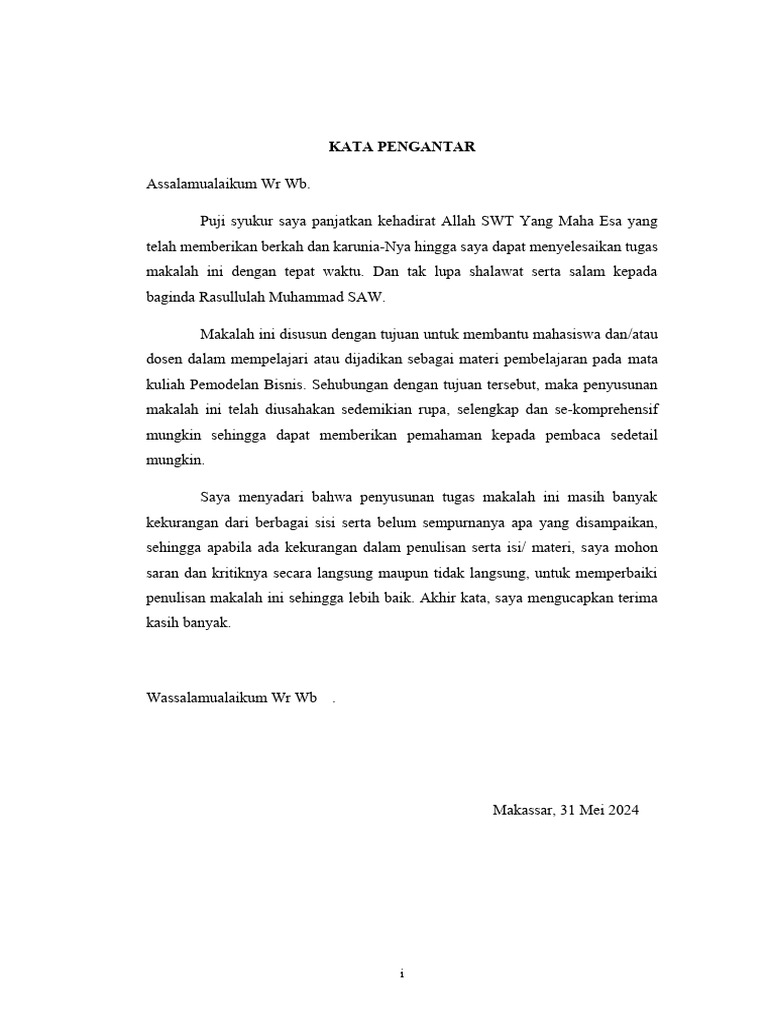 Kata Pengantar Dan Daftar Isi (BMC) | PDF | Bisnis