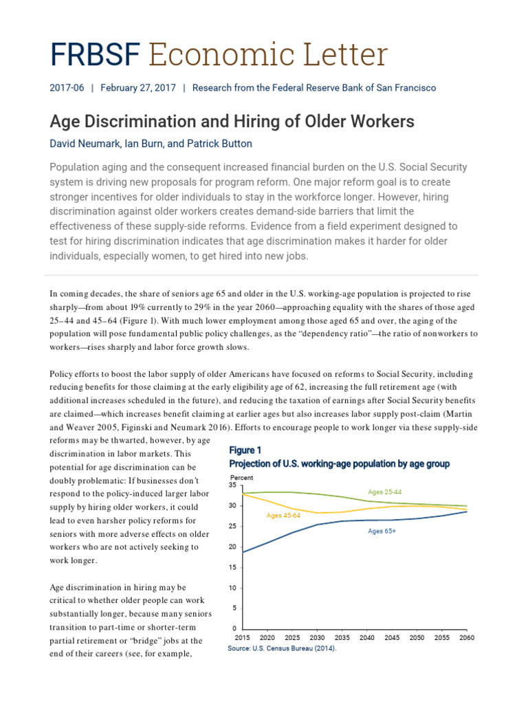 Age Discrimination and Hiring of Older Workers - David Neumark, Ian Burn, and Patrick Button ...
